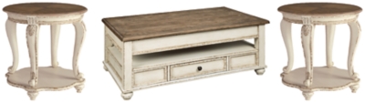 Click here for Realyn Coffee Table with 2 End Tables  White/Brown prices