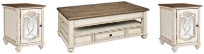 Click here for Realyn Coffee Table with 2 End Tables  White/Brown prices