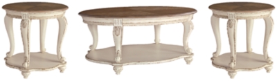 Click here for Realyn Coffee Table with 2 End Tables  White/Brown prices