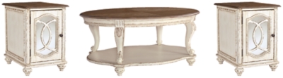 Click here for Realyn Coffee Table with 2 End Tables  White/Brown prices