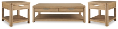Click here for Rencott Coffee Table with 2 End Tables  Light Brow... prices