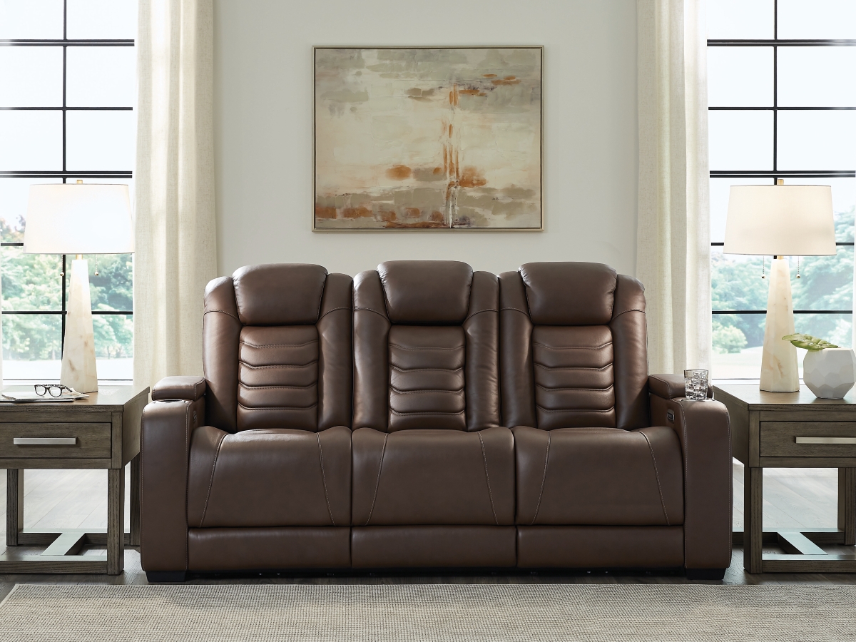Ashley brown leather reclining sofa store