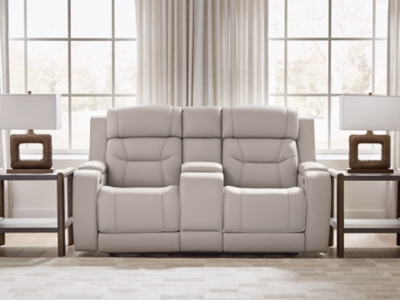 Click here for Dreamer Dual Power Leather Reclining Loveseat with... prices