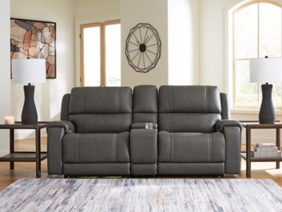 5Z-Harrenhurst 3-Piece Leather Dual Power Reclining Modular Loveseat ...
