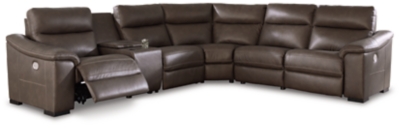Salvatore 6-Piece Dual Power Leather Reclining Sectional with Console ...