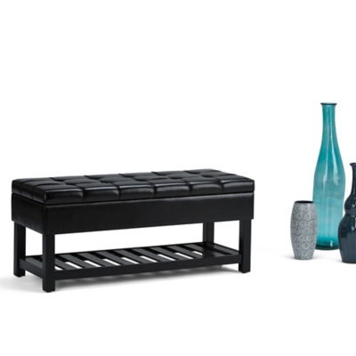 Click here for Saxon Rectangle Storage Ottoman Bench  Midnight Bl... prices