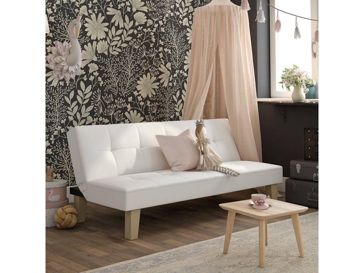 Atwater Living Abella Futon White Faux Leather