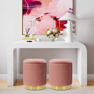 Click here for TOV Zoe Storage Ottoman  Blush prices