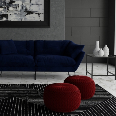 Click here for Simpli Home Grafton Pouf  Maroon prices