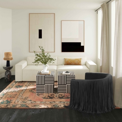 Click here for TOV Furniture Shag Me Black Vegan Leather Swivel C... prices