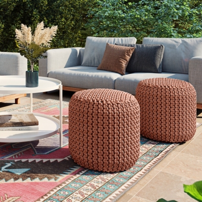 Click here for Simpli Home Wynne Indoor Pouf  Orange prices