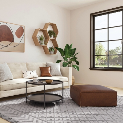 Click here for Simpli Home Brody Square Distressed Faux Leather O... prices