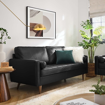 Click here for Valour Small Living Leather Sofa  Black prices