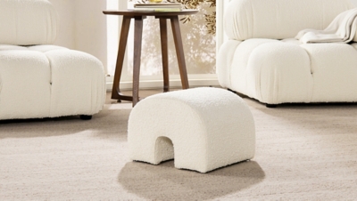 Click here for Bridge Arched Boucle Ottoman  Ivory White prices