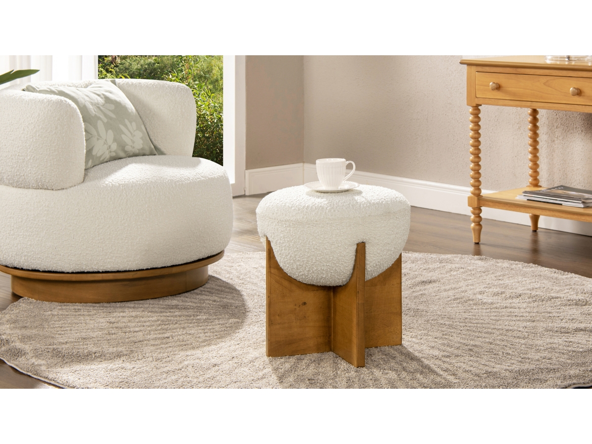 Bali Boucle Round Ottoman