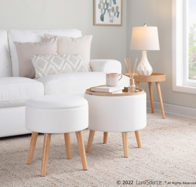Click here for LumiSource Tray Storage Ottoman Set  Cream prices