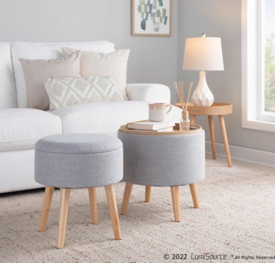 Click here for LumiSource Tray Storage Ottoman Set  Light Gray prices