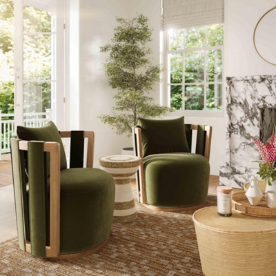 Click here for TOV Furniture Paolo Swivel Chair  Green prices