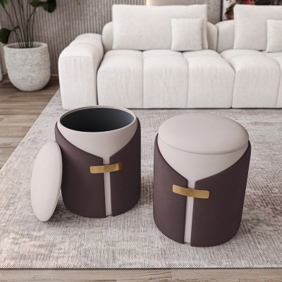 Click here for Techni Home Vanity Stool Ottoman  Brown prices