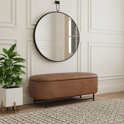 Click here for Homepop Ellipse Storage Bench  Brown prices