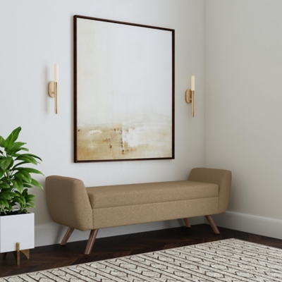 Click here for Homepop Modern Storage Bench with Wood Legs  Brown prices