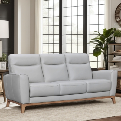 Click here for Armen Living Greyson Leather Sofa  Dove Gray prices