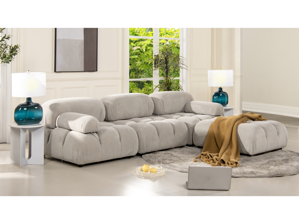 Marcel Bubble Corduroy Modular 4 Piece Reversible Sectional Sofa Ashley