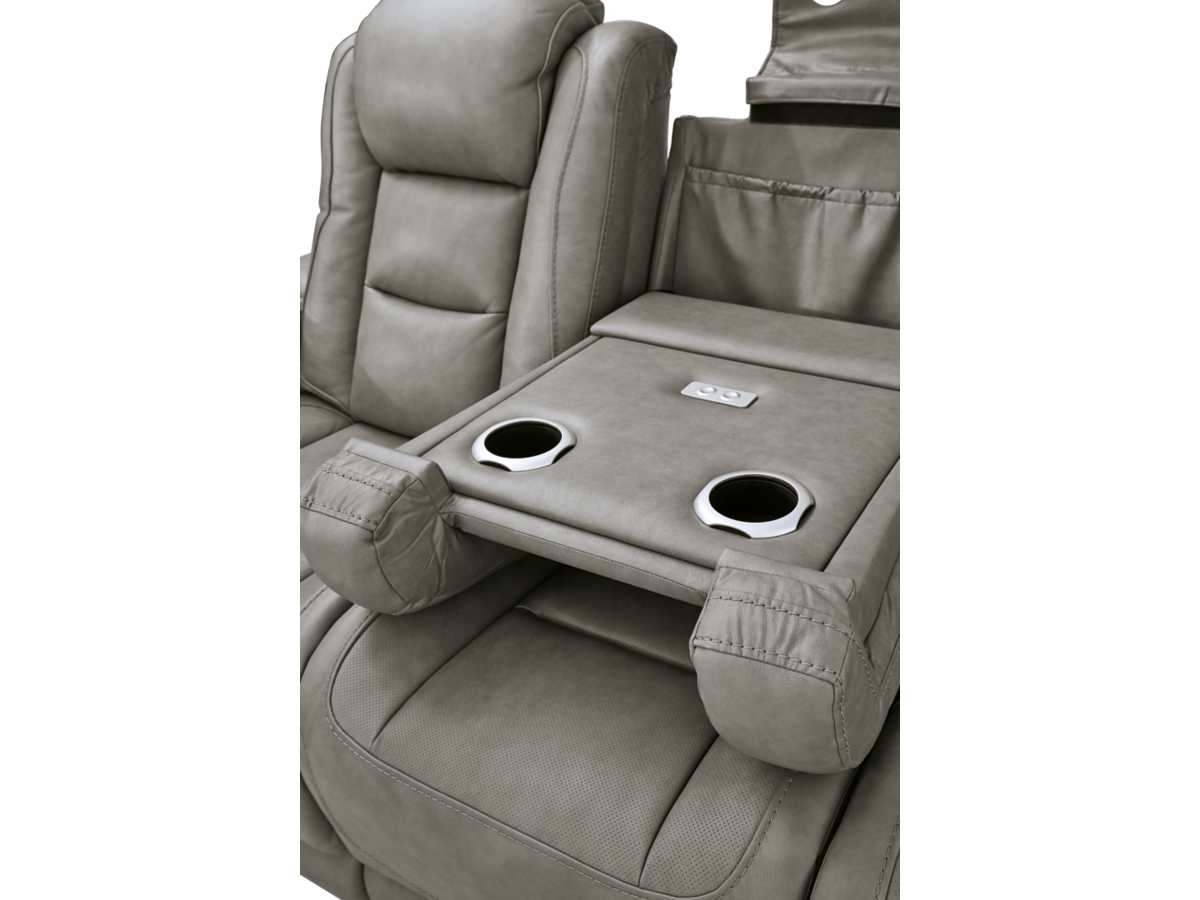 The Man Den Triple Power Leather Reclining Sofa Ashley