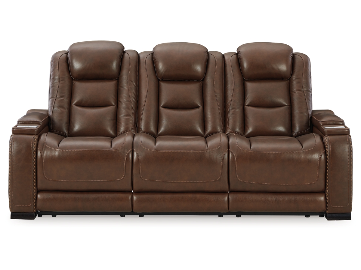 The Man Den Triple Power Leather Reclining Sofa Ashley