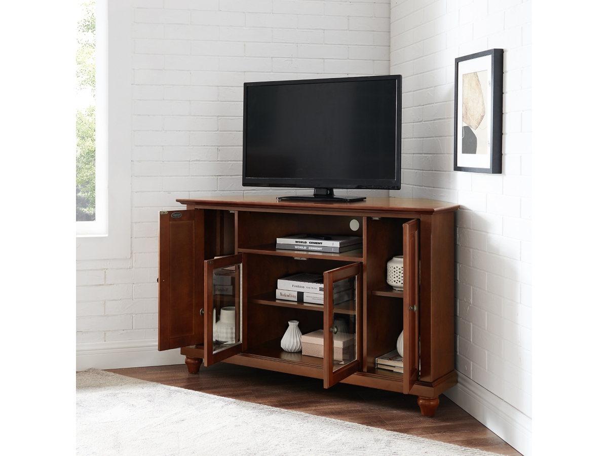 Dark brown corner tv stand store