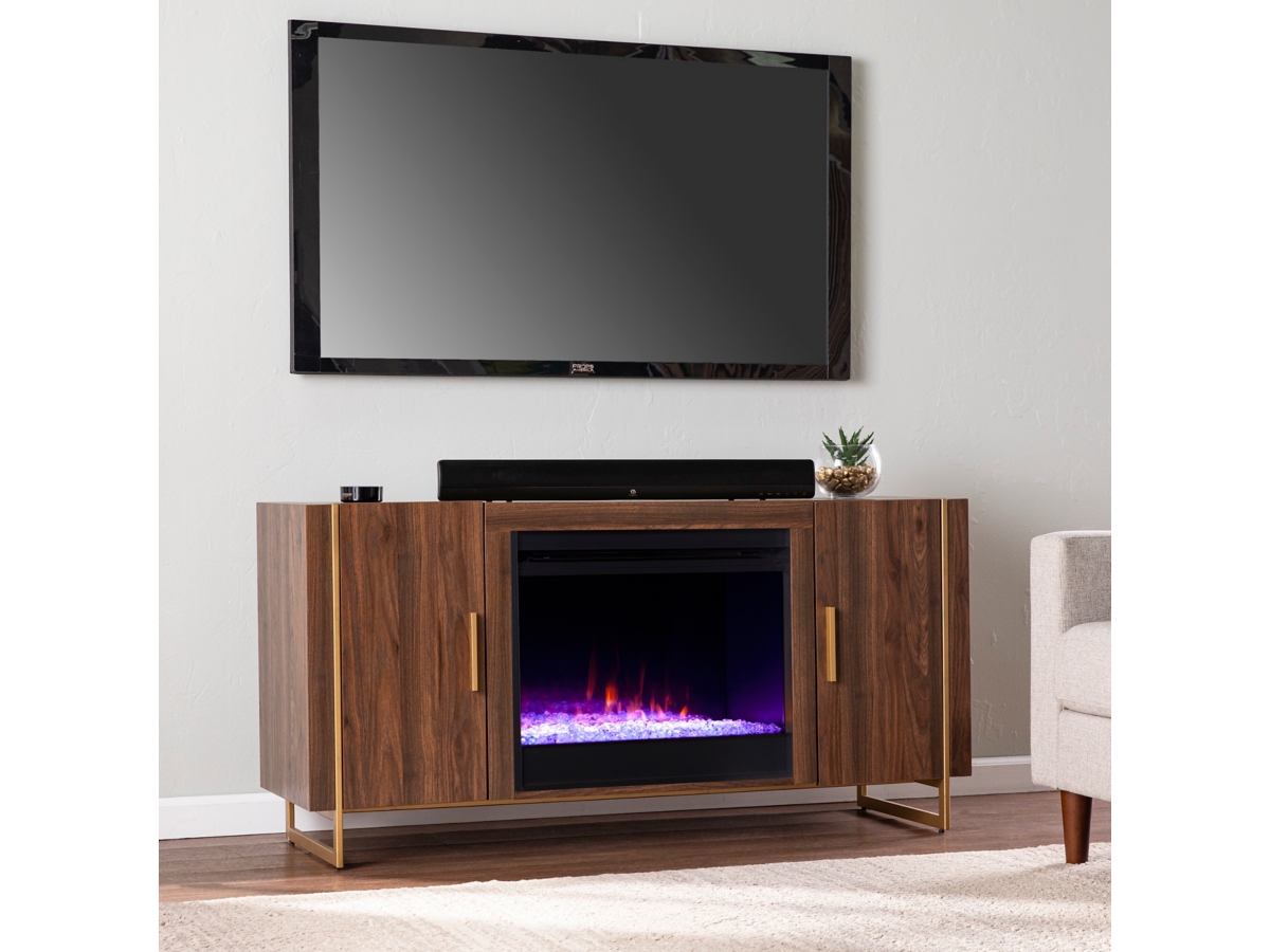 Southern Enterprises Furniture Reslyn 55 TV Stand with Color Changing Fireplace Ashley